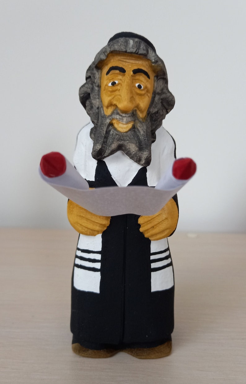 Jew Figurine With the Torah, Jew of Wood, Jewish Man, Wooden Statue ...