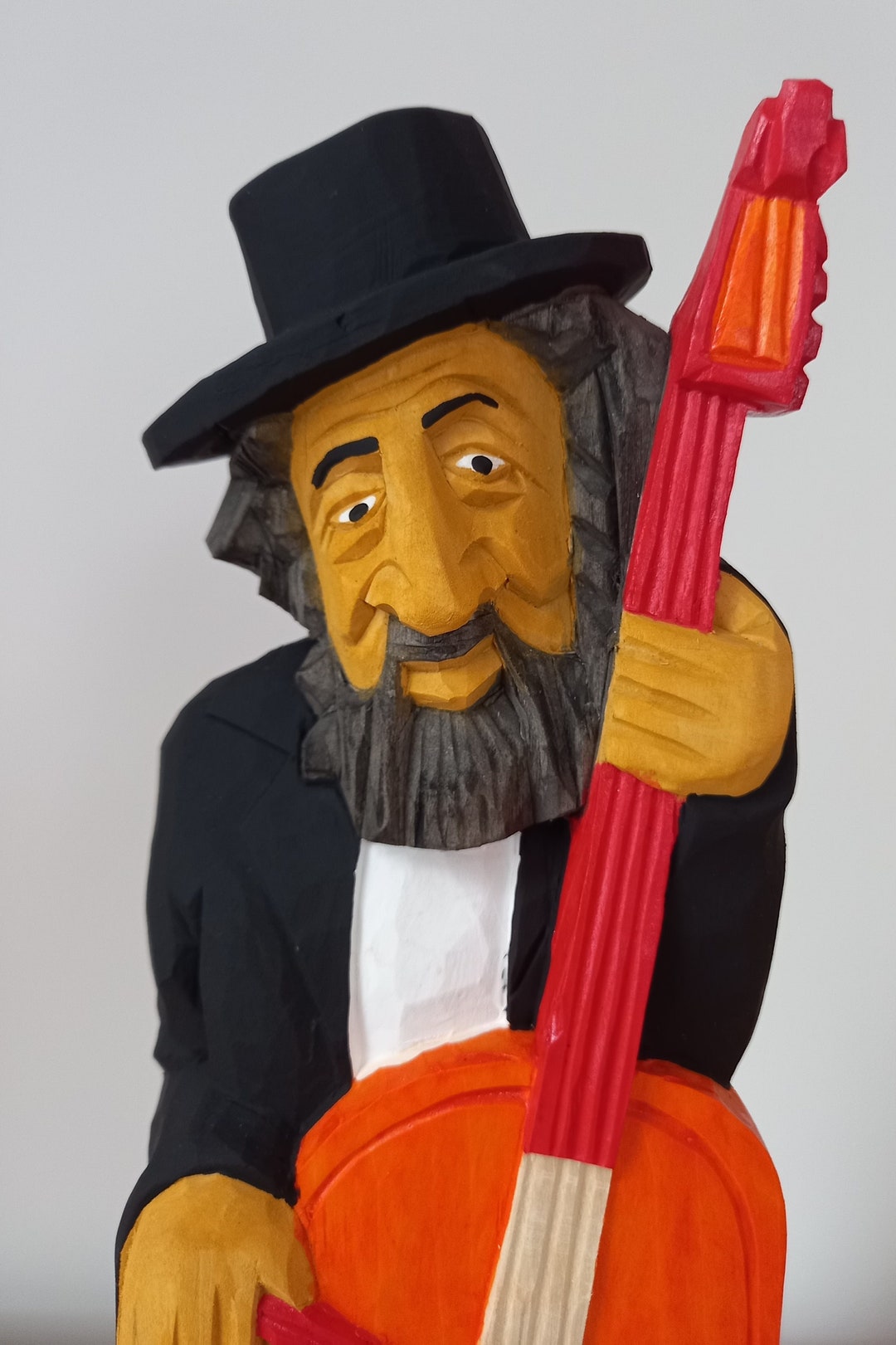 Jew Figurine With Double Bass, Jew of Wood, Wood Carving, Home ...
