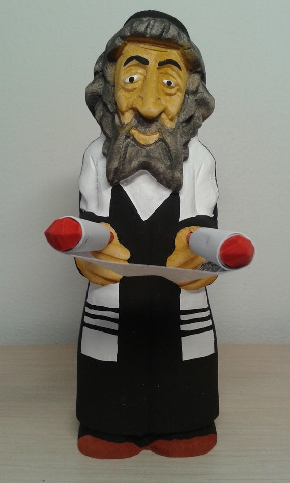 Jew Figurine With the Torah Jew of Wood Jewish Man Wooden | Etsy