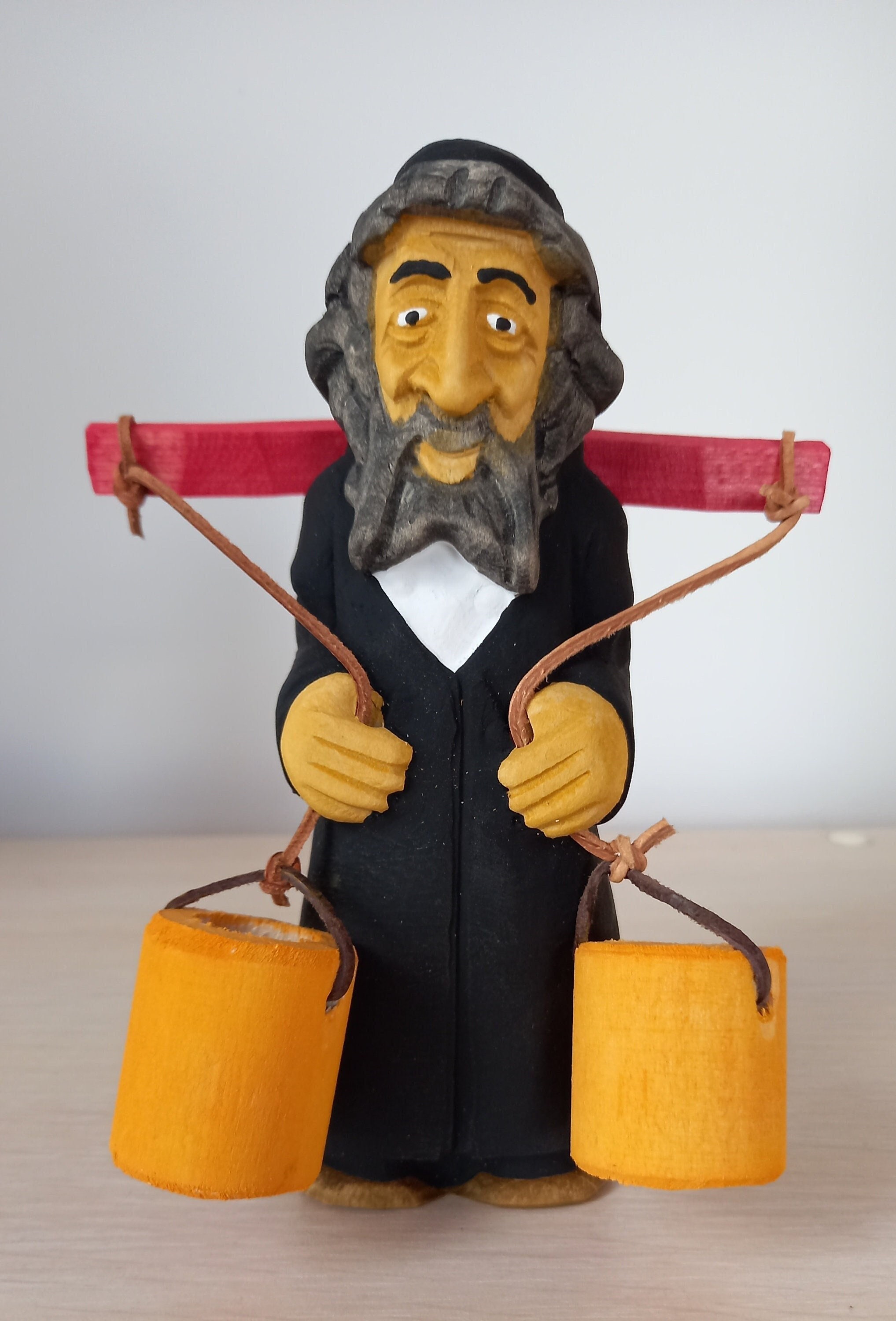 Jew Figurine With Buckets, Jew Carrying Water, Jew of Wood, Jewish Man ...
