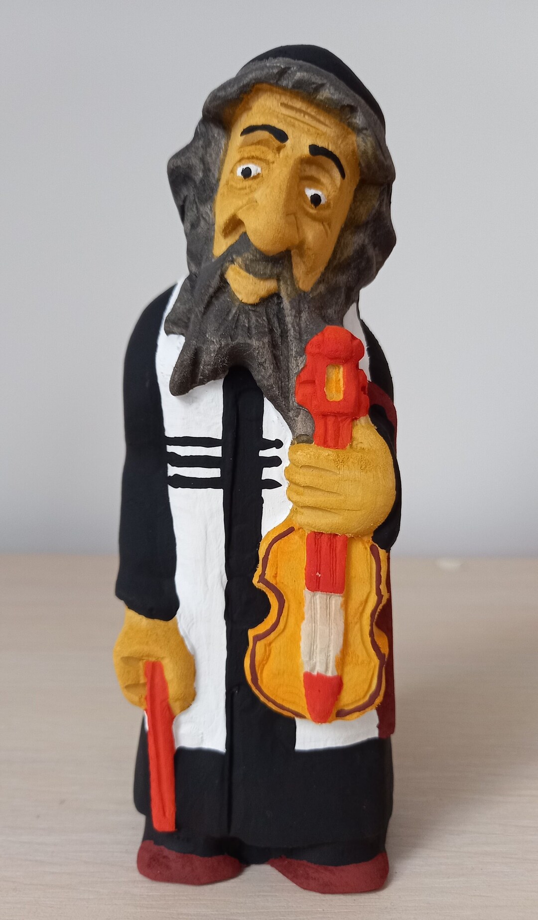 Jew Figurine With Violin, Jew of Wood, Wood Carving, Jewish Musician ...