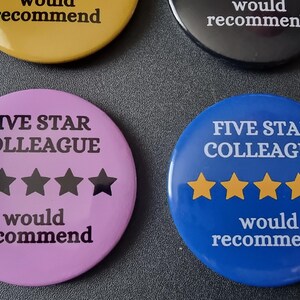 Five Star Colleague Button Badge, Funny Work Mate Gift, Colleagues ...