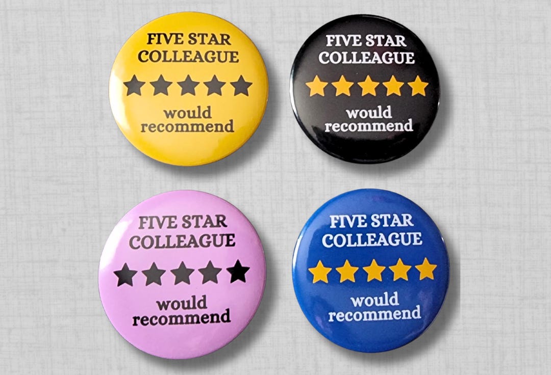 Five Star Colleague Button Badge, Funny Work Mate Gift, Colleagues ...