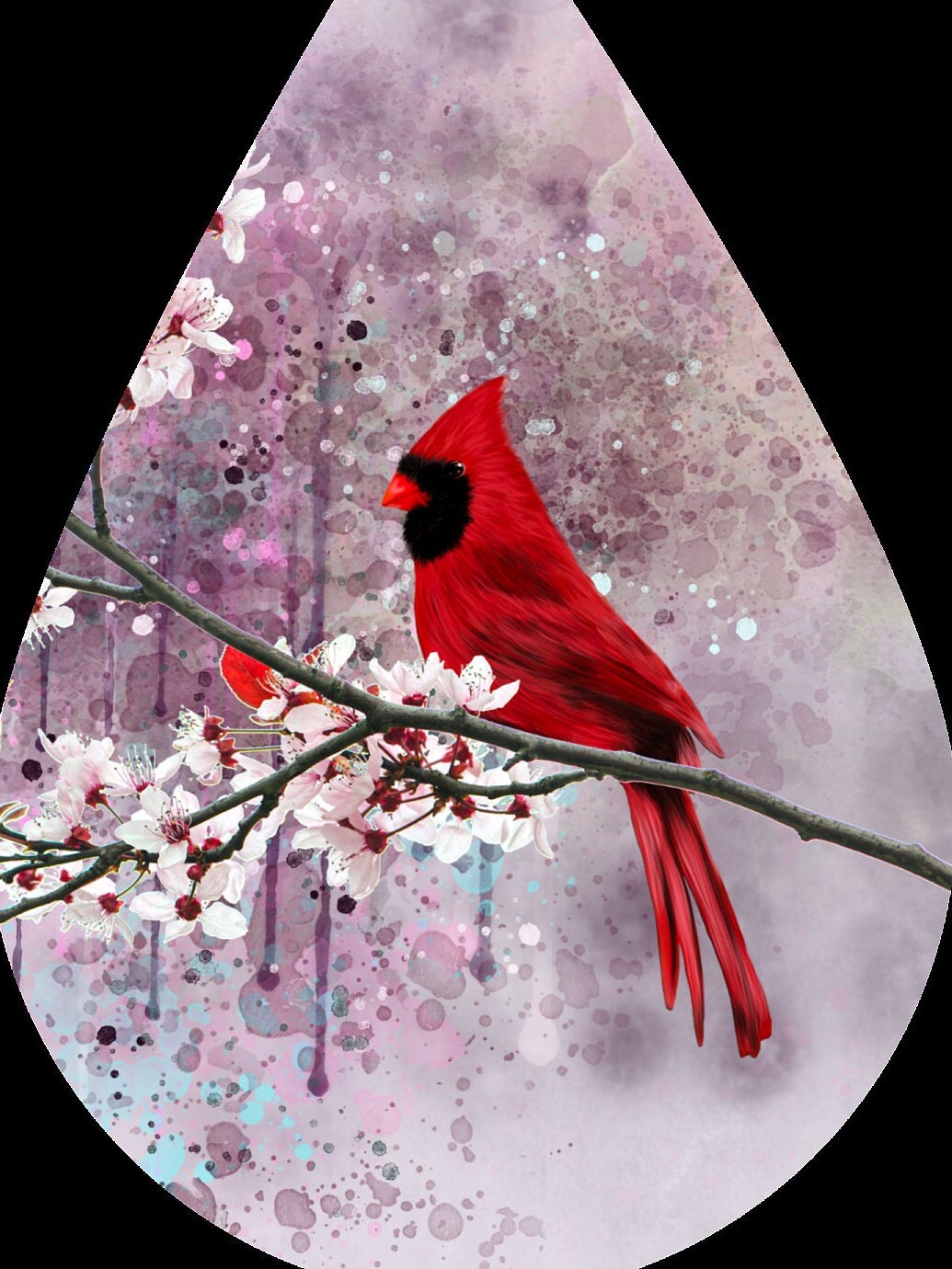 Cardinal Tear Drop Earring PNG Download - Etsy