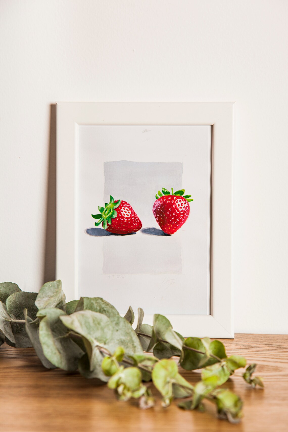 STRAWBERRY. Gouache on Paper, Hand Drawn, Small Painting, A5 Format ...