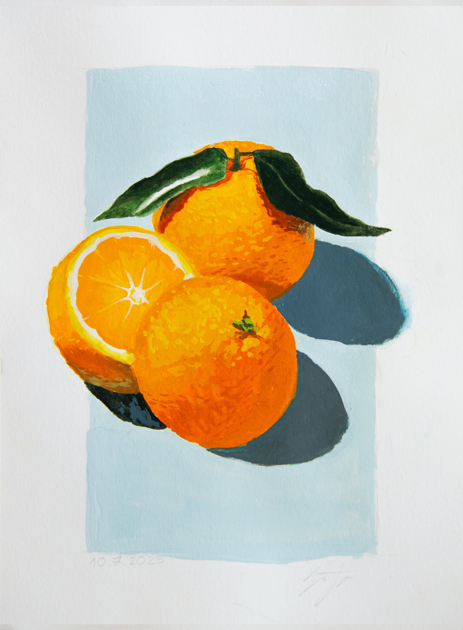 ORANGE. Gouache on Paper, Hand Drawn, Small Painting, A5 Format ...