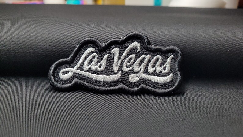 Las Vegas Custom Lettering 100% Old Fashioned Embroidered Patch (silver ...