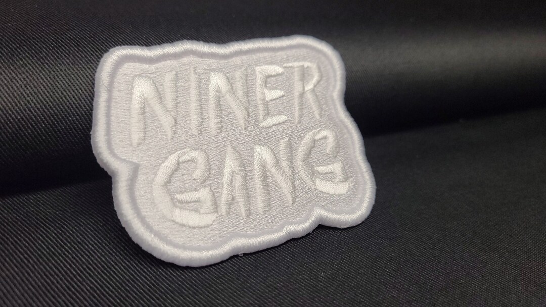 Bang Bang Niner Gang THE PATCH - White on White Iron on (3" X 2.375 ...