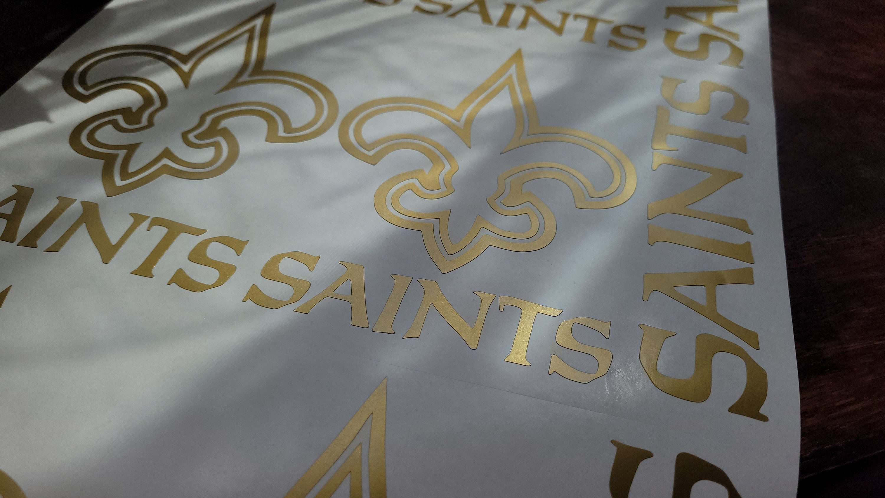 SAINTS Vinyl DECAL Gold 4.5 X 6.6 Overall Size Truck Sticker New ...