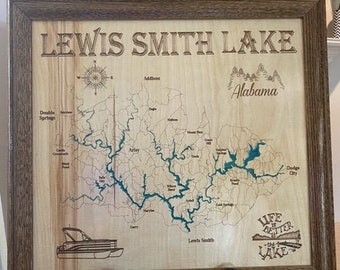 Lewis Smith Lake Alabama Laser Engraved and Cut Wooden Lake | Etsy