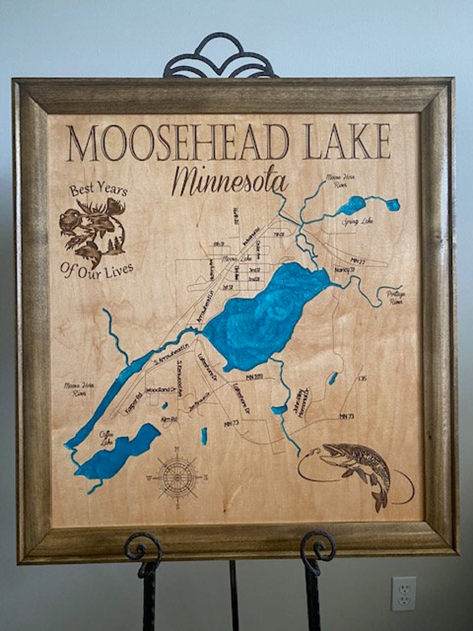 Moosehead Lake Maine Custom Laser Engraved Lake Map With - Etsy