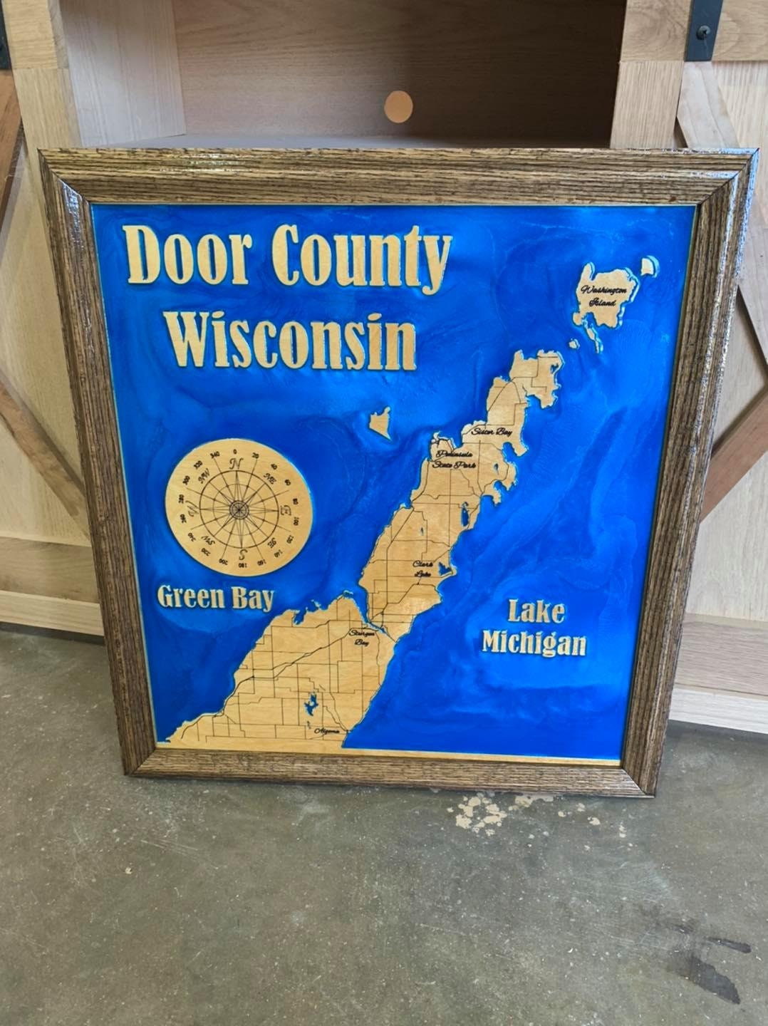 Wall Hangings Custom Lake Maps Wooden Lake Maps with Frame Wisconsin ...