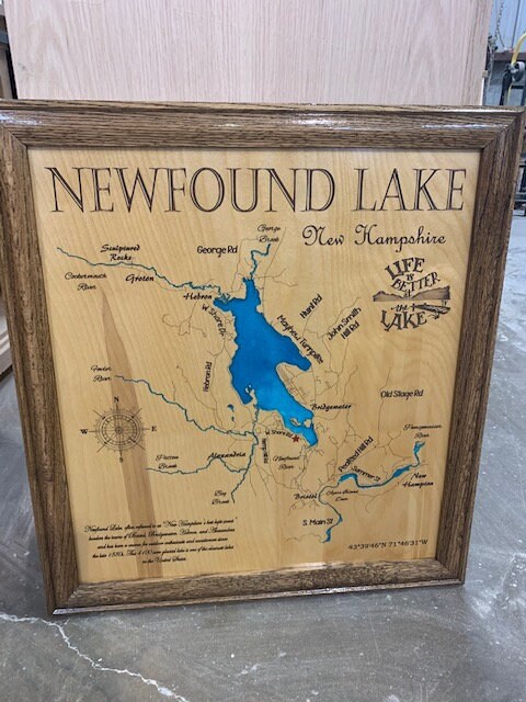 Newfound Lake New Hampshire Custom Laser Engraved Lake Map | Etsy