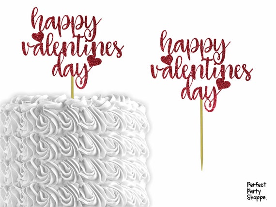 Glitter Happy Valentine's Day Cake Topper - Etsy