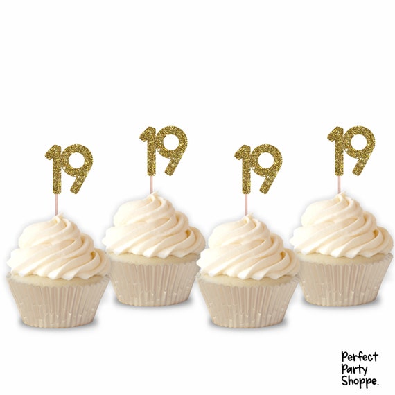 Glitter Number 19 Cupcake Toppers Set of 12 Glitter Number - Etsy UK