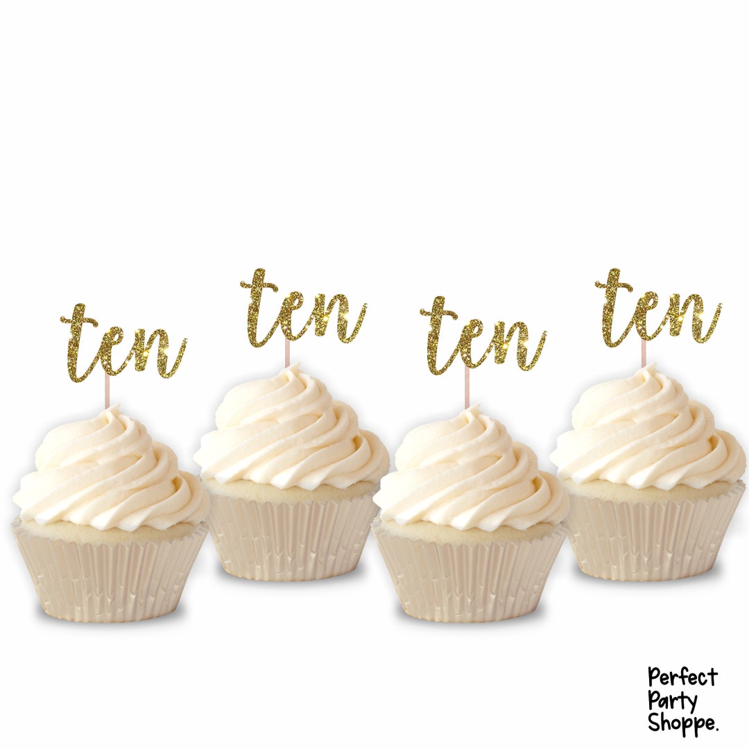 Glitter Ten Cupcake Toppers / Set of 12 Glitter - Etsy México