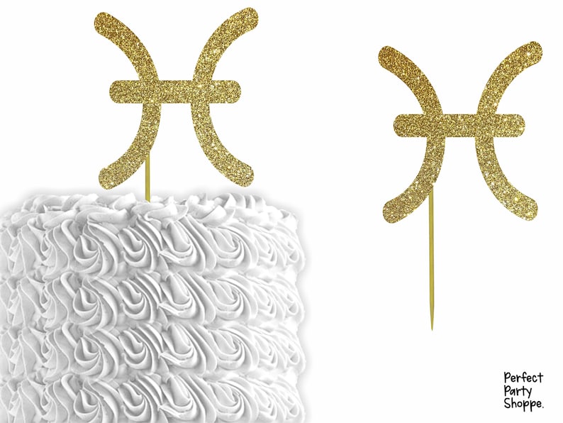 Glitter Zodiac Sign Pisces Symbol Cake Topper Birthday Party - Etsy