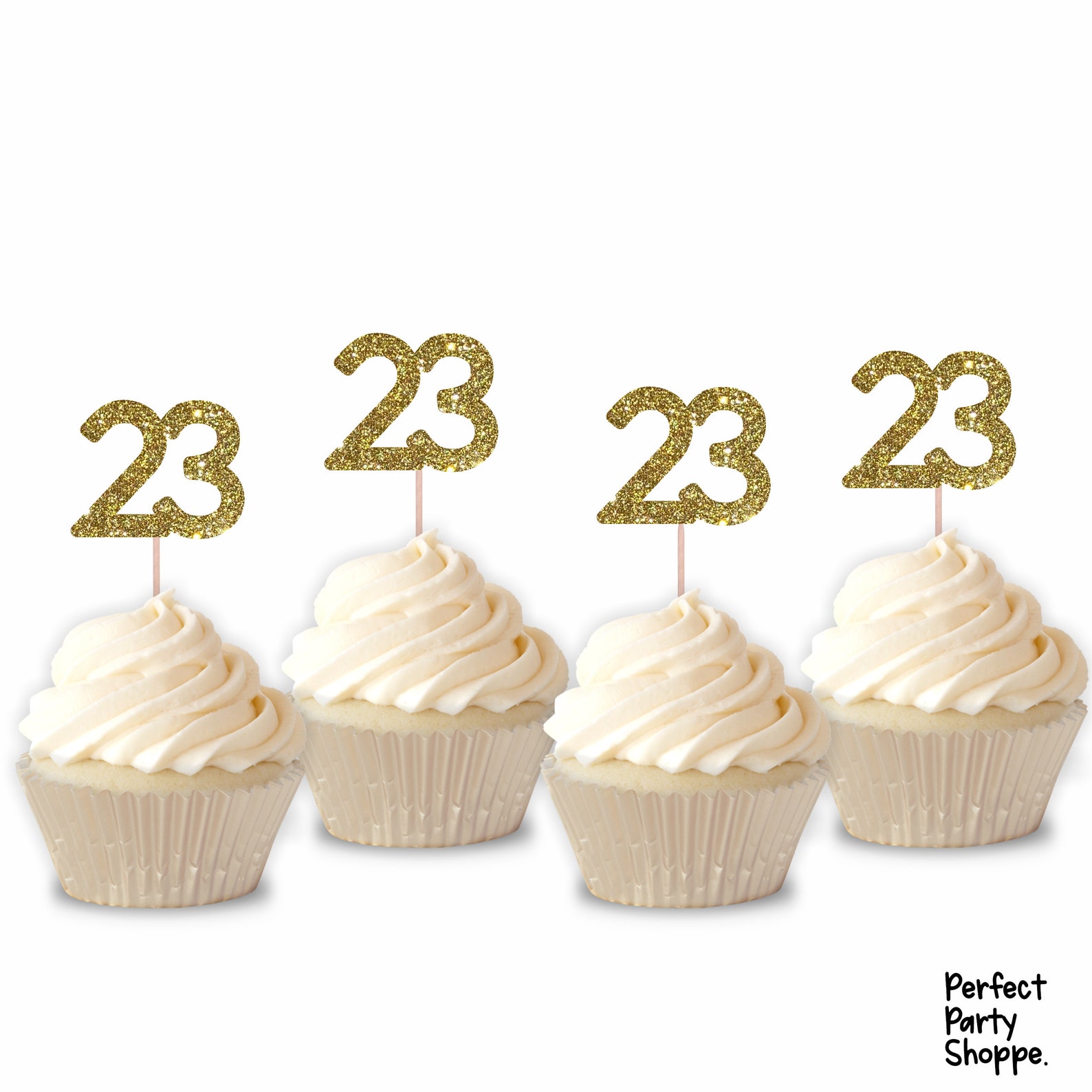 Glitter Number 23 Cupcake Toppers Set of 12 Glitter Twenty - Etsy UK
