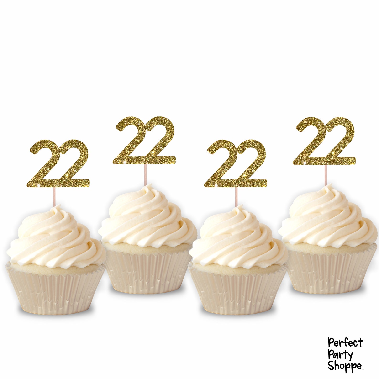 Glitter Number 22 Cupcake Toppers Set of 12 Glitter Number - Etsy