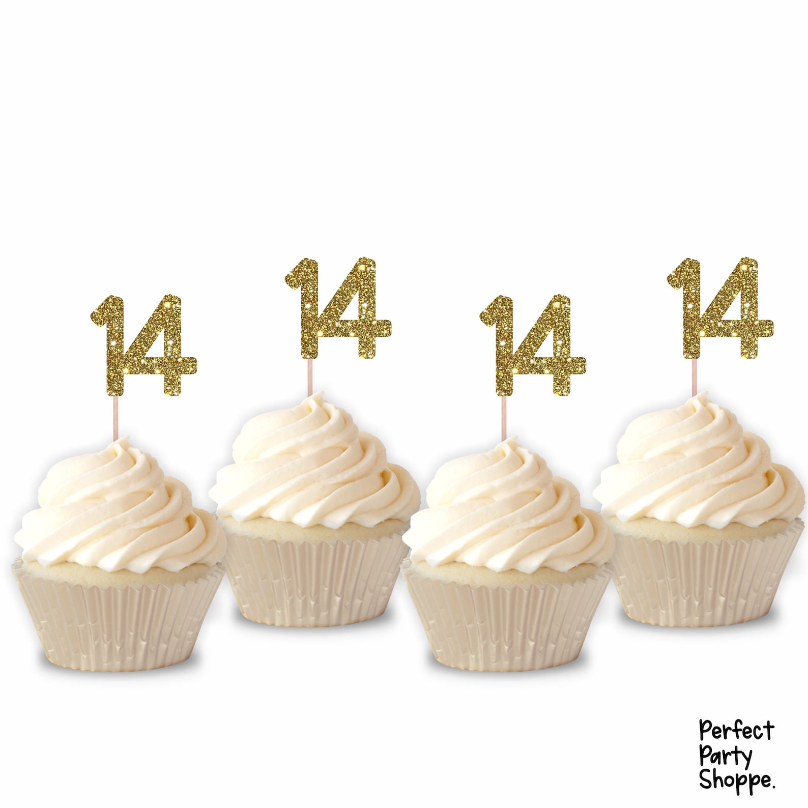 Glitter Numéro 14 Cupcake Toppers Ensemble de 12 Glitter - Etsy France