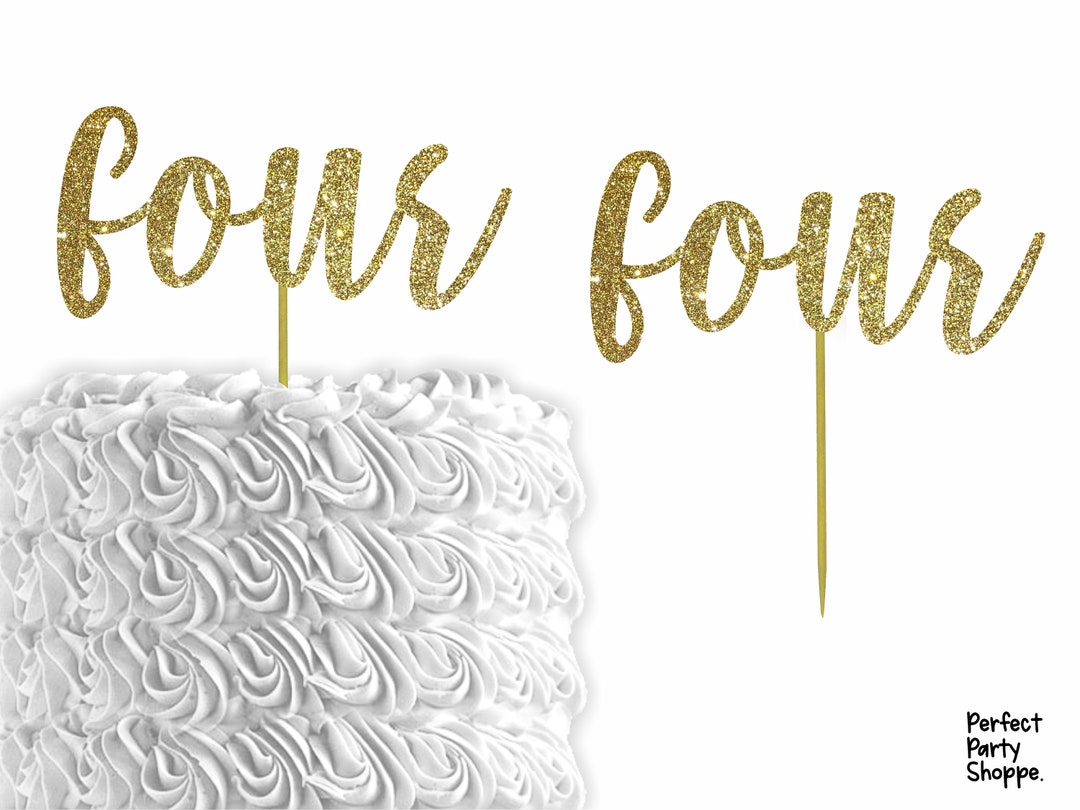 Glitter 4 four Fourth Birthday Cake Topper 4th - Etsy