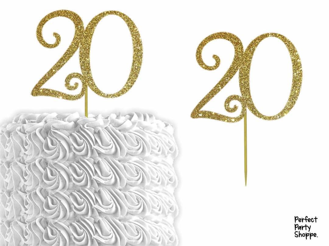 Glitter Twenty 20 Twentieth Birthday Cake Topper Etsy