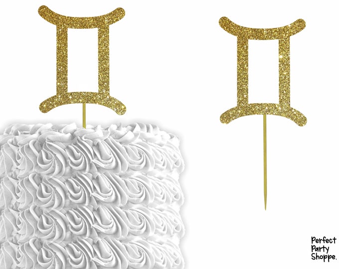 Glitter Zodiac Sign Gemini Symbol Cake Topper Birthday Party Cake ...