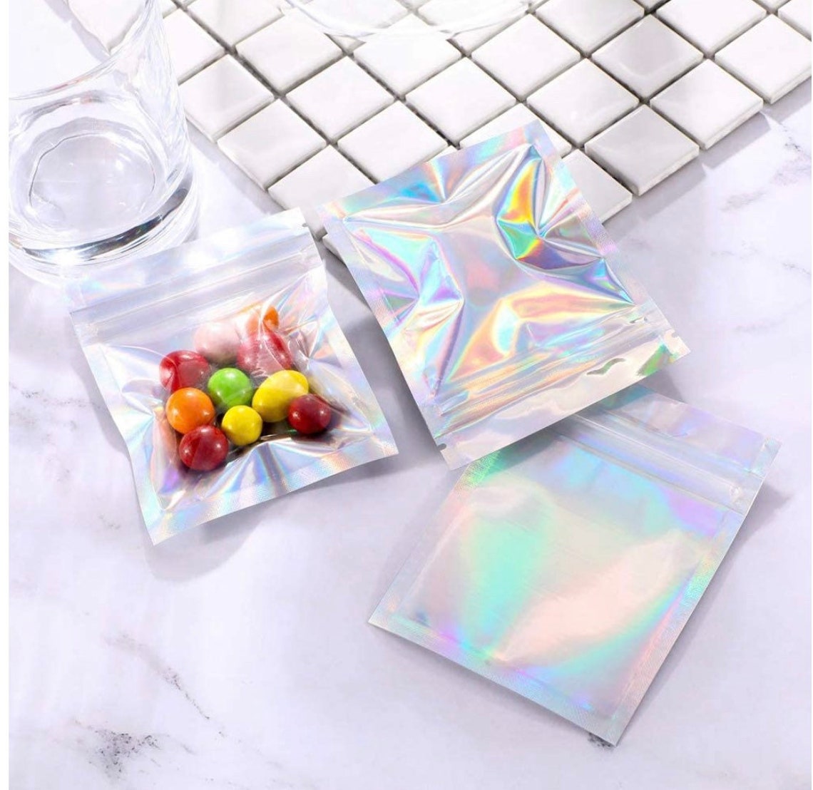 4 Sizes-Holographic Reusable Colorful Mylar Foil Bag | Etsy