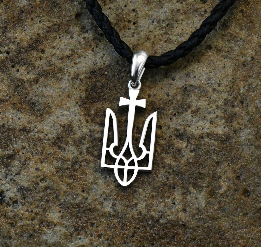 Tryzub With Cossack Cross, Silver Pendant, Ukrainian Trident Necklace ...