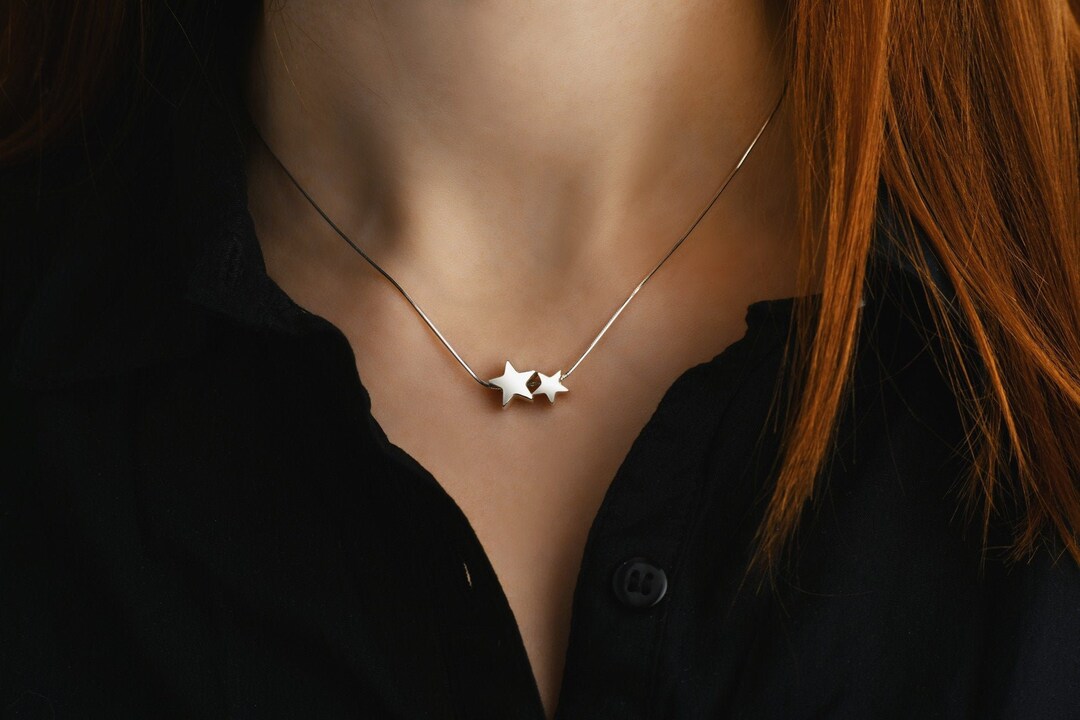 Double Star Necklace, Sterling Silver, Star Pendant - Etsy