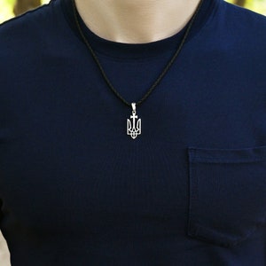 Tryzub With Cossack Cross, Silver Pendant, Ukrainian Trident Necklace ...