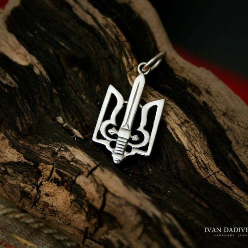 Silver Trident Pendant Ukraine Symbol Trident Necklace - Etsy