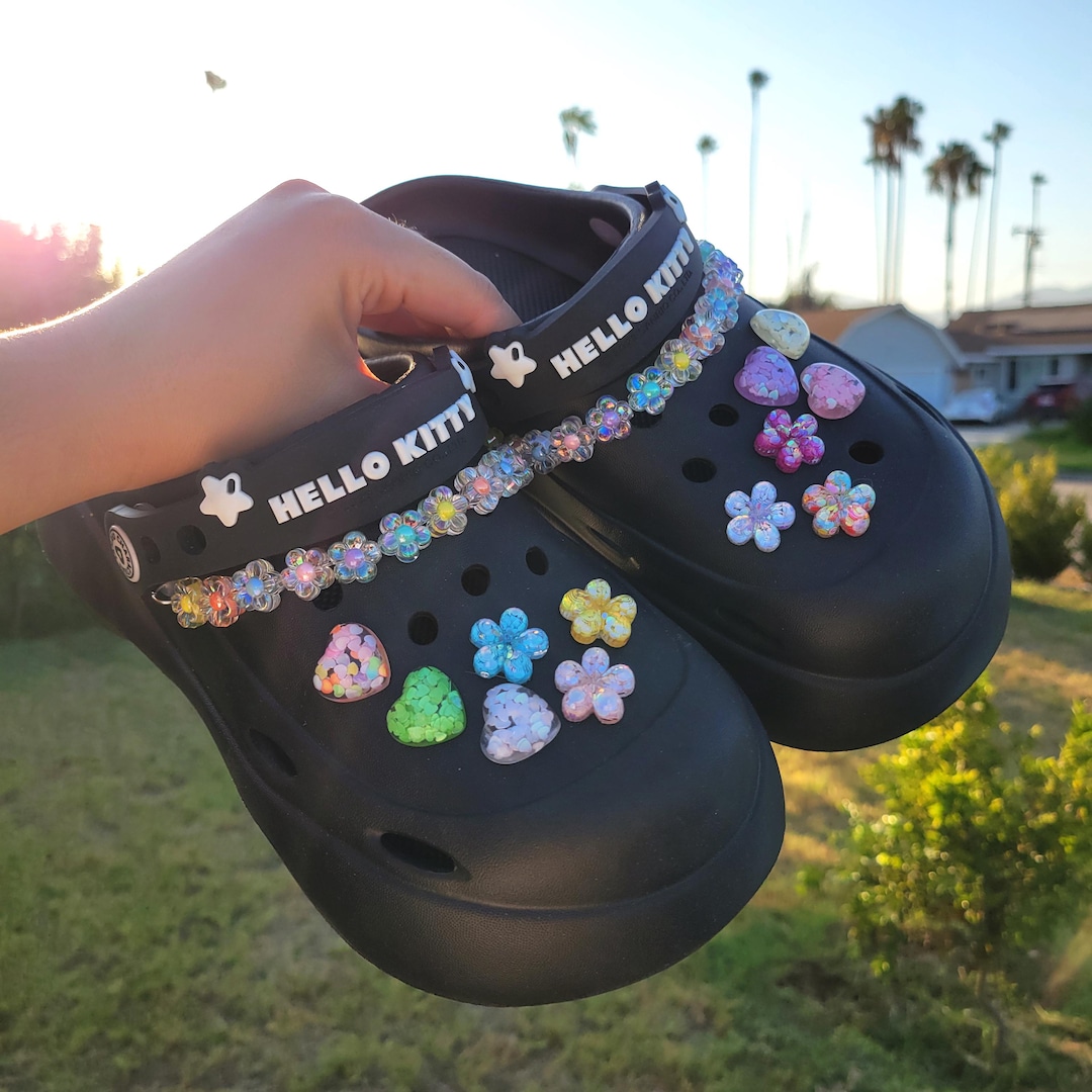 Cute Heart Shoe Charms Set, Kawaii Flower Shoe Charm Aesthetic, Glitter ...