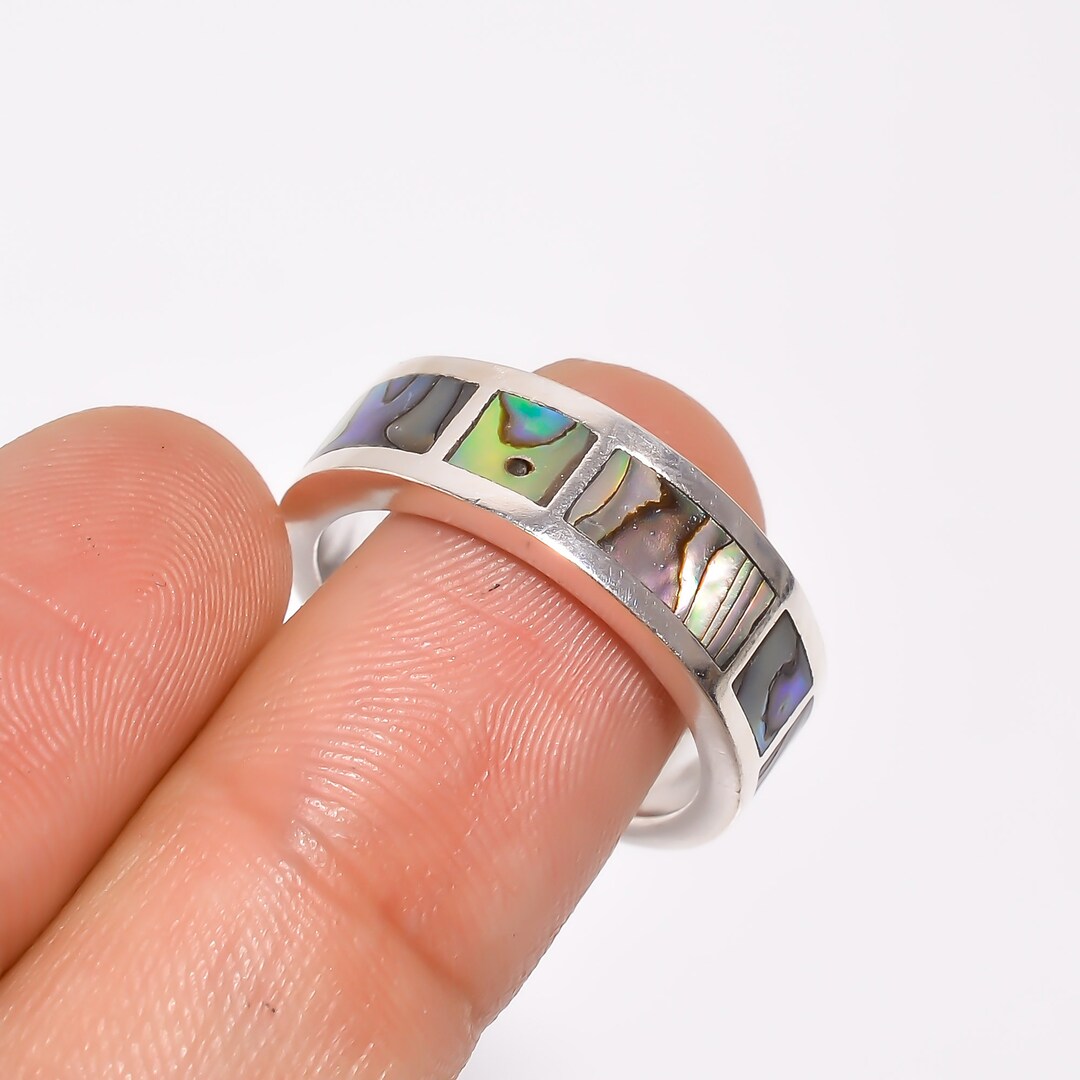 Inlay Ring Abalone Shell Ethnic Handmade 925 Sterling Silver - Etsy