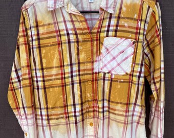 Bleached Flannel / Distressed Flannel Shirt / Grunge / Acid Washed - Etsy