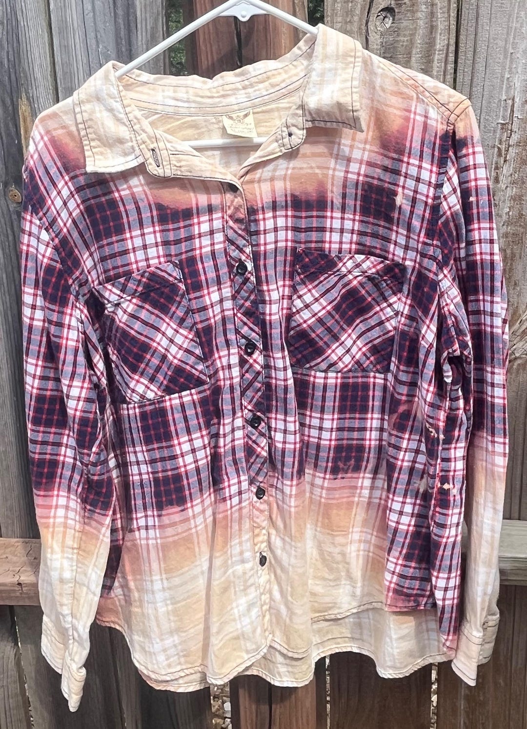 Bleached Flannel / Distressed Flannel Shirt / Grunge / Acid Washed - Etsy