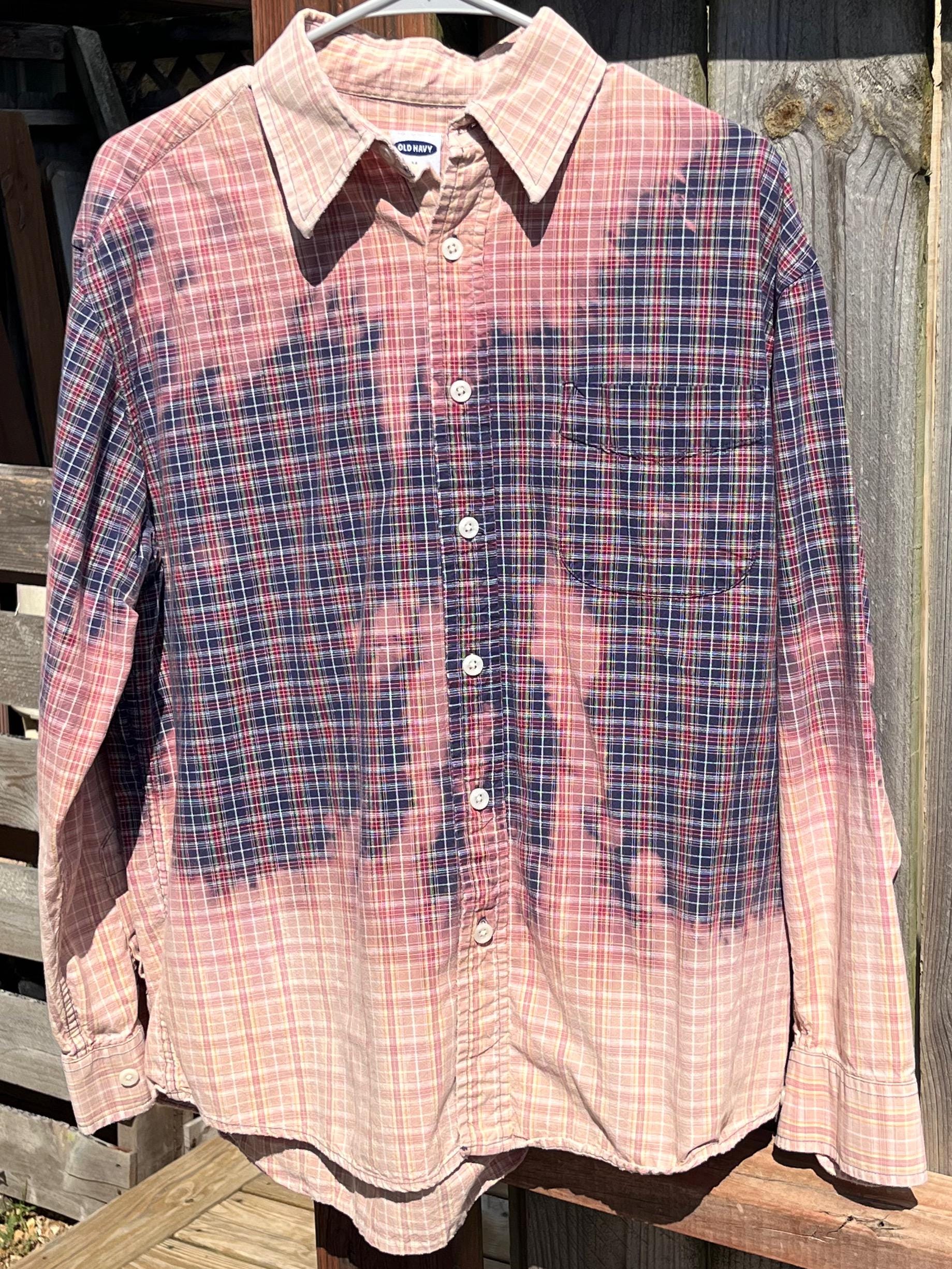 Bleached Flannel / Distressed Flannel Shirt / Grunge / Acid Washed - Etsy