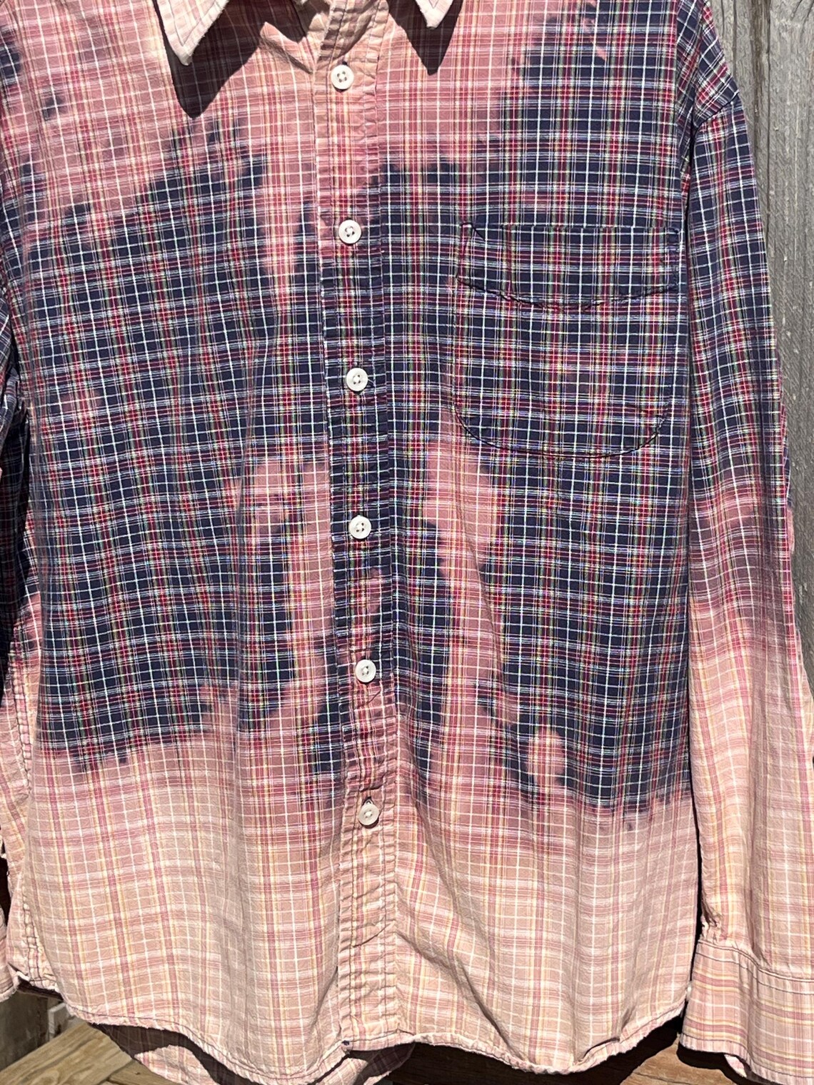 Bleached Flannel / Distressed Flannel Shirt / Grunge / Acid Washed - Etsy