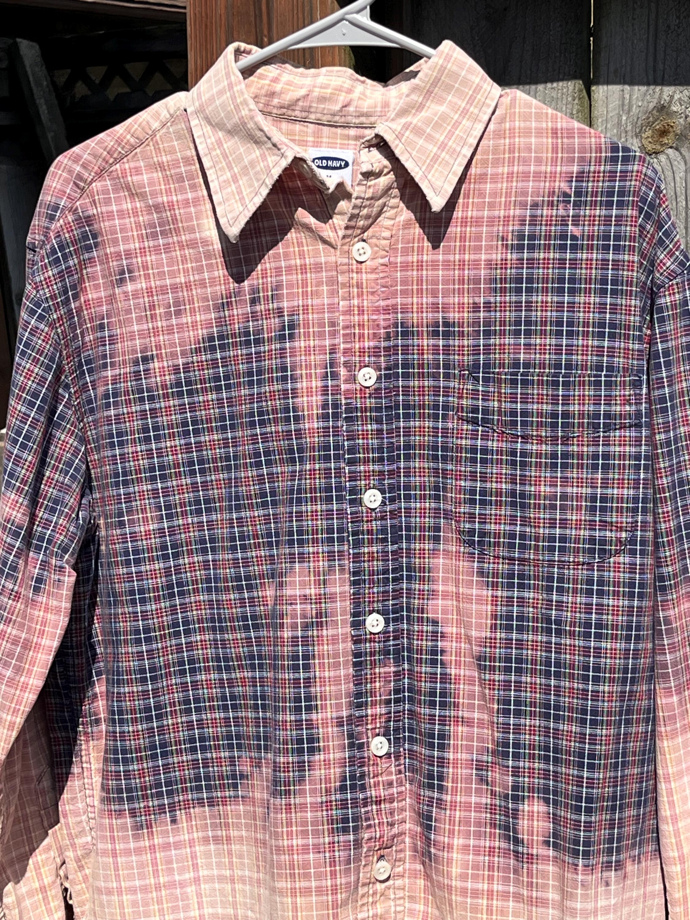 Bleached Flannel / Distressed Flannel Shirt / Grunge / Acid Washed - Etsy