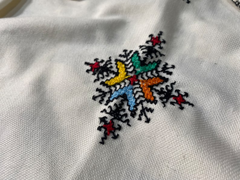 Moroccan Handmade Tablecloth Embroidered Set, Multi-color Moroccan ...