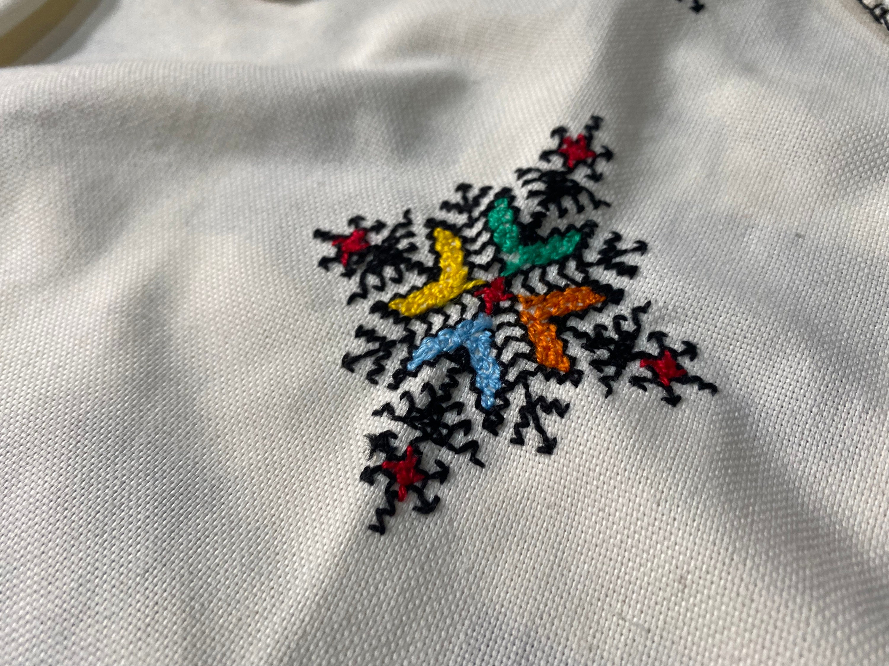 Moroccan handmade tablecloth embroidered set, multi-color Moroccan ...