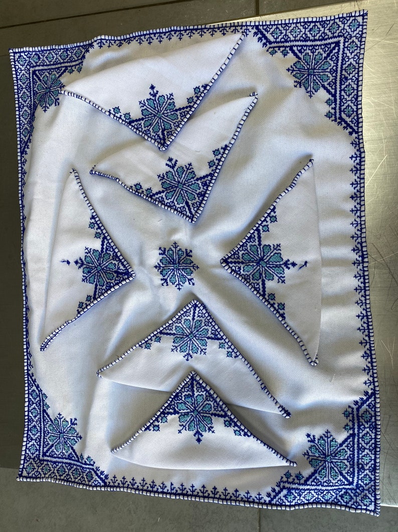 Moroccan Fez Handmade Embroidered Rectangle Cover for Tray With 6 ...