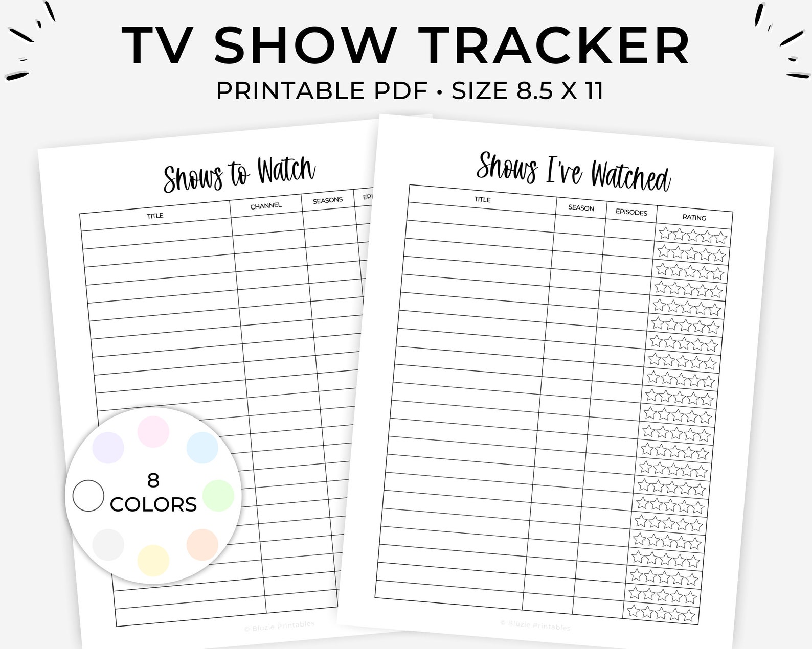 Printable Tv Show List, Tv Series Tracker, Tv Shows to Watch, Shows I ...