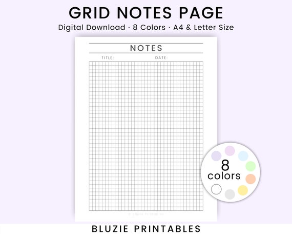 Printable Graph Notes Page Instant PDF Download Letter & | Etsy
