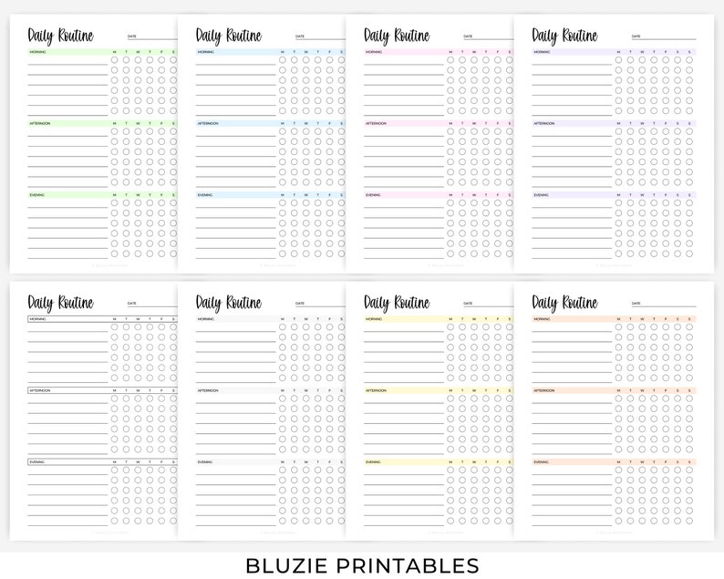 Printable Daily Routine Checklist, Morning Habit Tracker, Afternoon ...