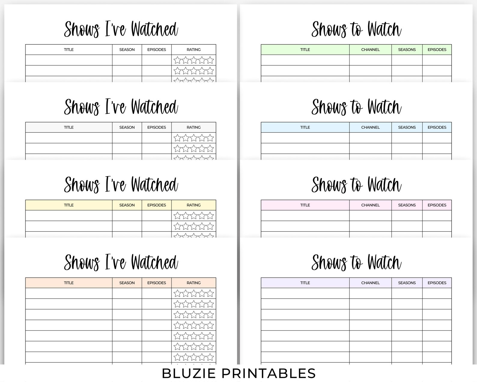 Printable Tv Show List, Tv Series Tracker, Tv Shows to Watch, Shows I ...