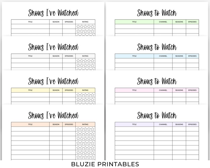 Printable Tv Show List, Tv Series Tracker, Tv Shows to Watch, Shows I ...