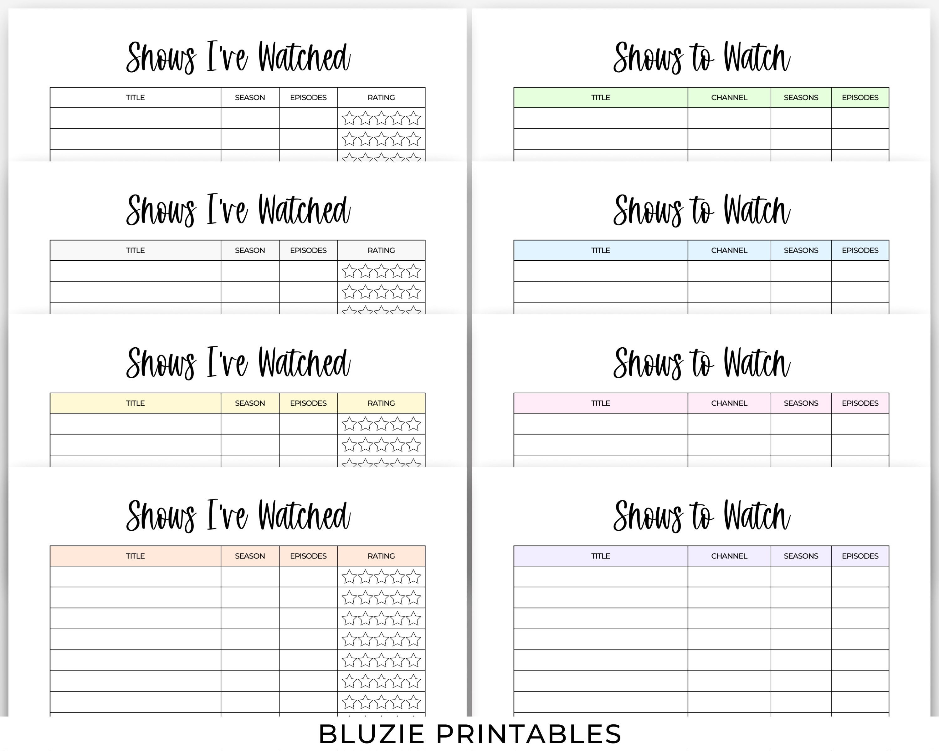 Printable Tv Show List, Tv Series Tracker, Tv Shows to Watch, Shows I ...