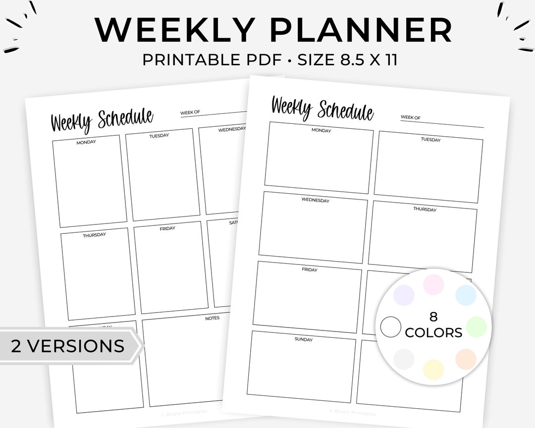 Simple Weekly Planner Printable, Printable Weekly Planner Insert ...