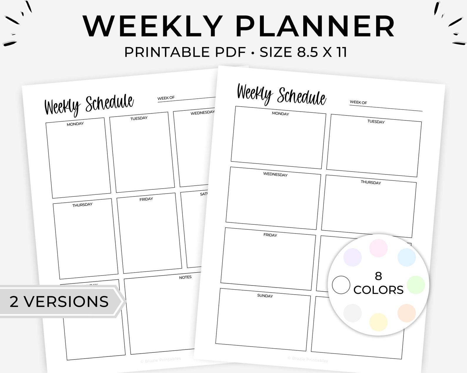 Simple Weekly Planner Printable, Printable Weekly Planner Insert ...